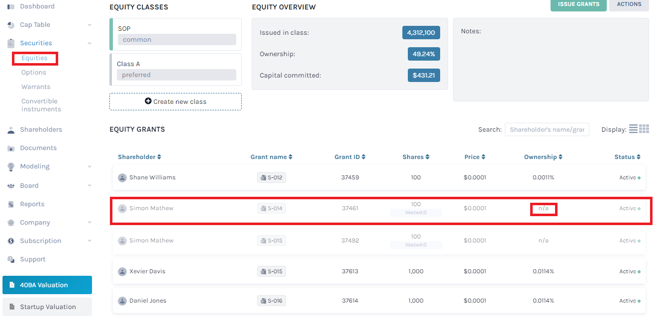 How phantom stock is recorded on the equity page? | Eqvista