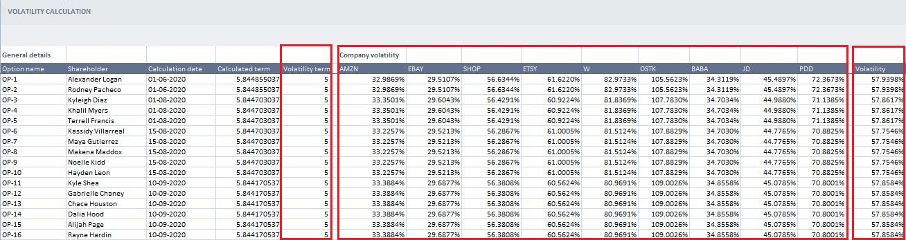 Volatility Calculation Of ASC 718 Report | Eqvista