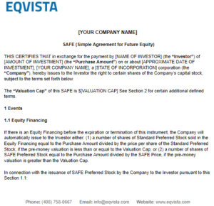 SAFE Convertible Note Template | Eqvista