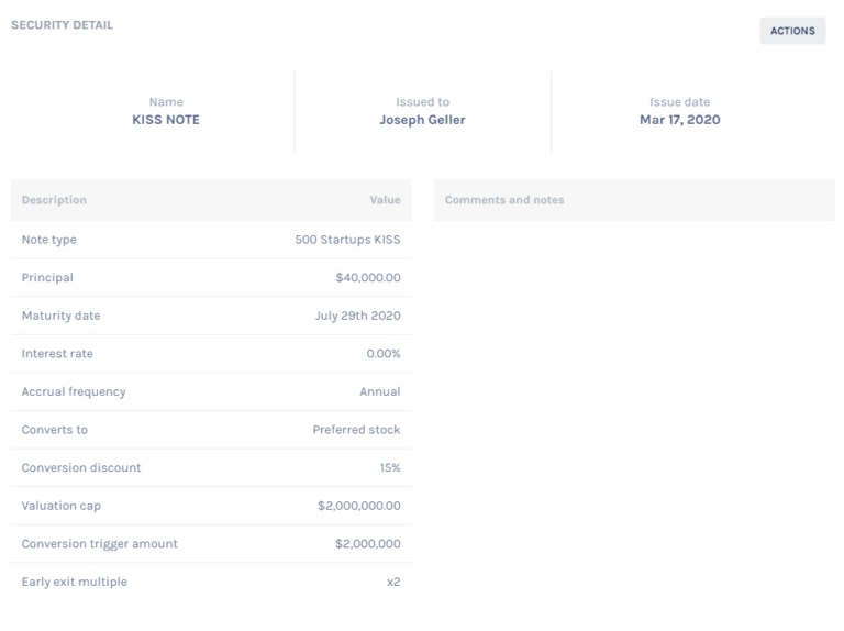 KISS Convertible Notes | Eqvista