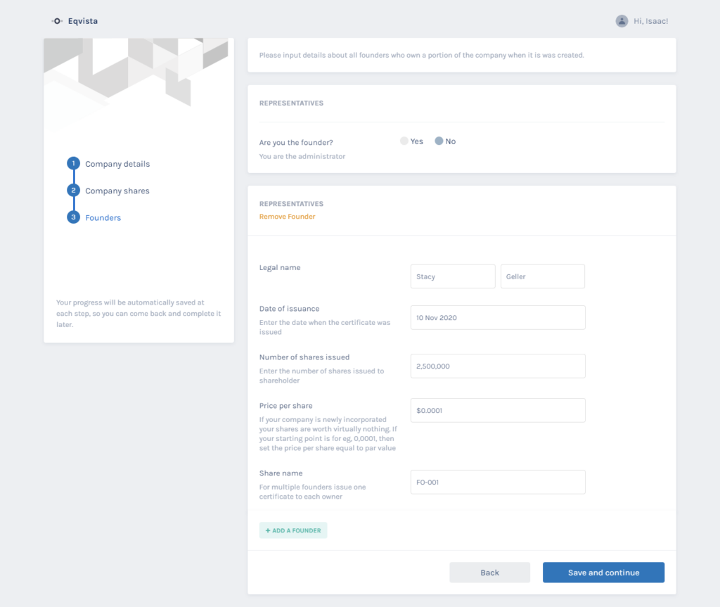 Transferring stock between founders | Eqvista
