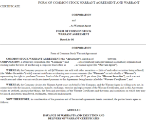 Stock Warrant Agreement | Eqvista