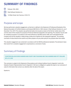 409a Valuation Report - Sample & Example | Eqvista